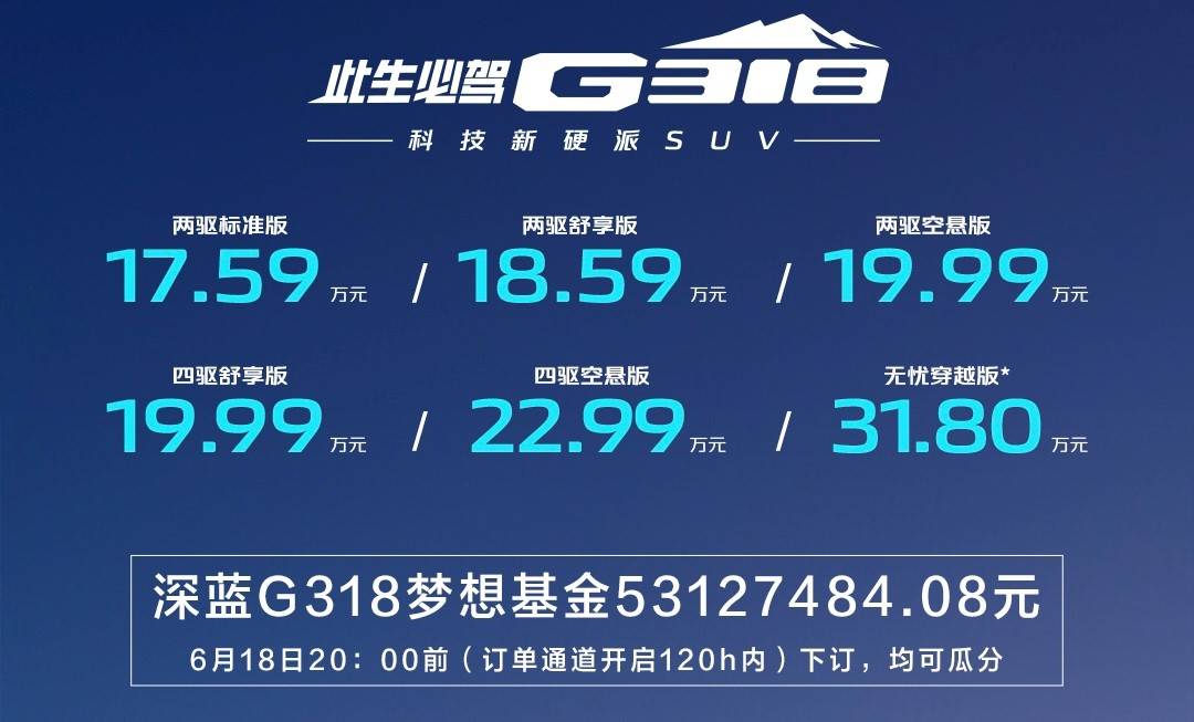 硬派SUV市场新霸主！深蓝G318正式上市，售价17.59万起_搜狐汽车_搜狐网