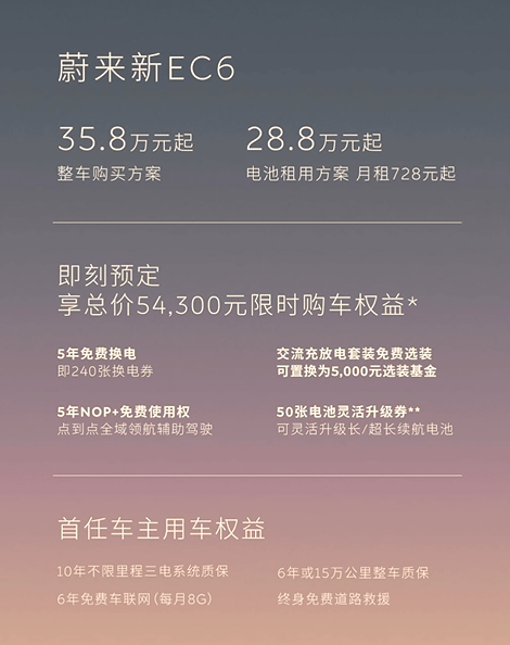 售33.80万起/限时5年免费换电 新款蔚来ES6/EC6上市_搜狐汽车_搜狐网