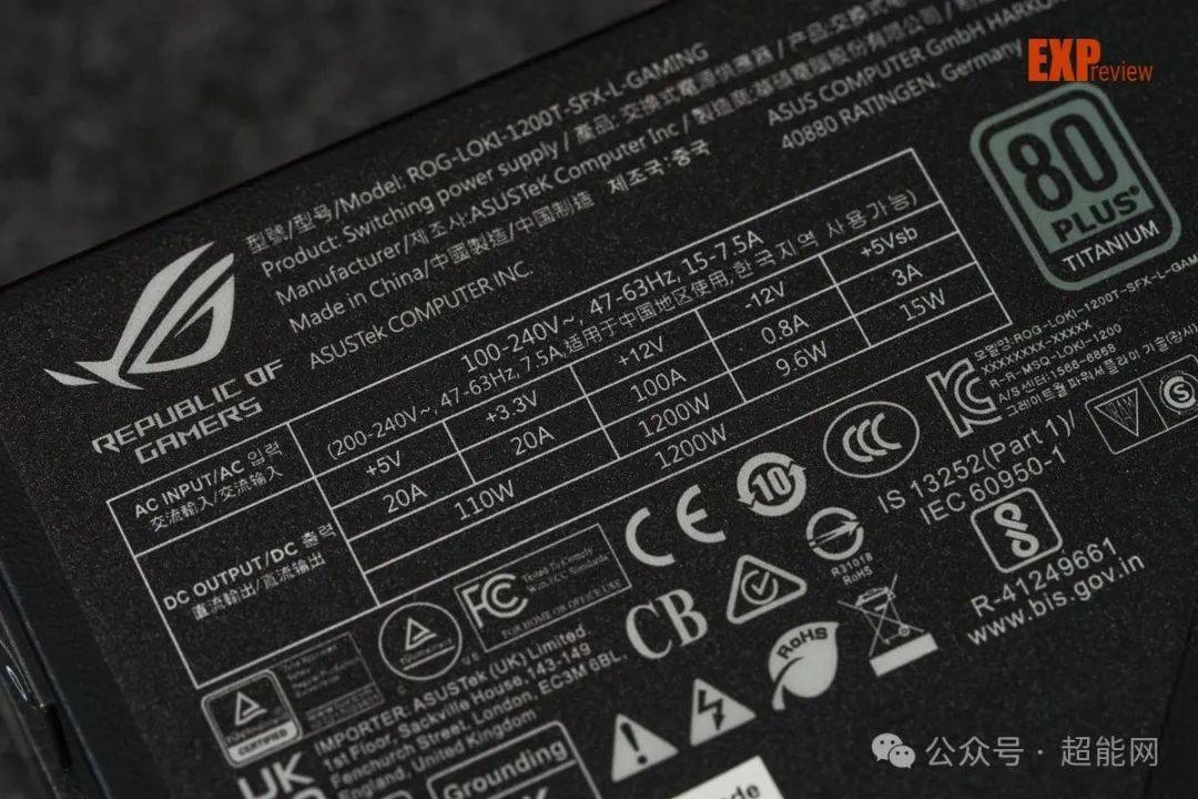 Rog Loki洛基1200w Titanium电源评测：兼顾体积与效能的小王者接口的设计pin 6352