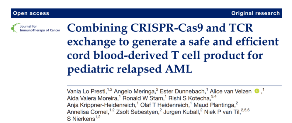 JIC | WT1-TCR-T细胞： 儿童复发性AML的潜在疗法_cell_造血_方式