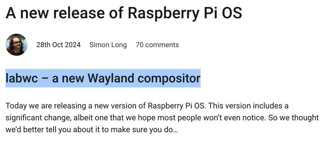 树莓派完全从X11迁移到Wayland，所有型号默认采用新的Wayland合成器labwc_Labwc_Org_系统