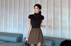 173cm女性必看！高腰半裙+黑丝长靴，冬季通勤约会两不误_比例_松内_皮质